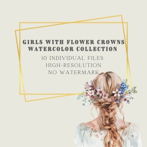 Girl With Flower Crown Clipart, Bridesmaid PNG, Fashion Girl ...