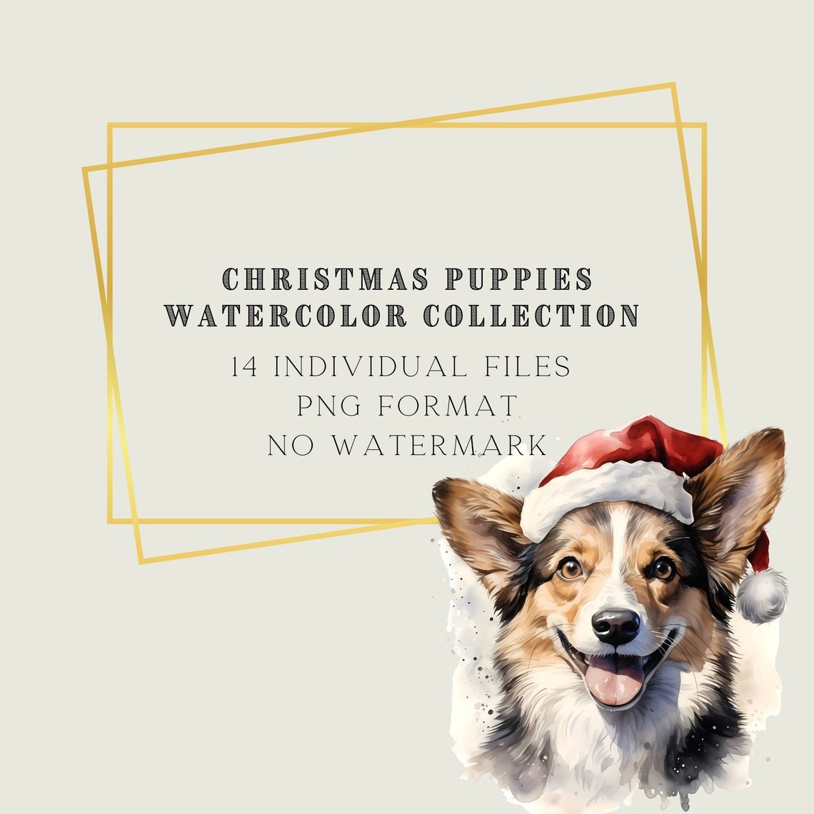 Watercolor Christmas Puppy Clipart, 14 High-quality PNG Files, Winter ...
