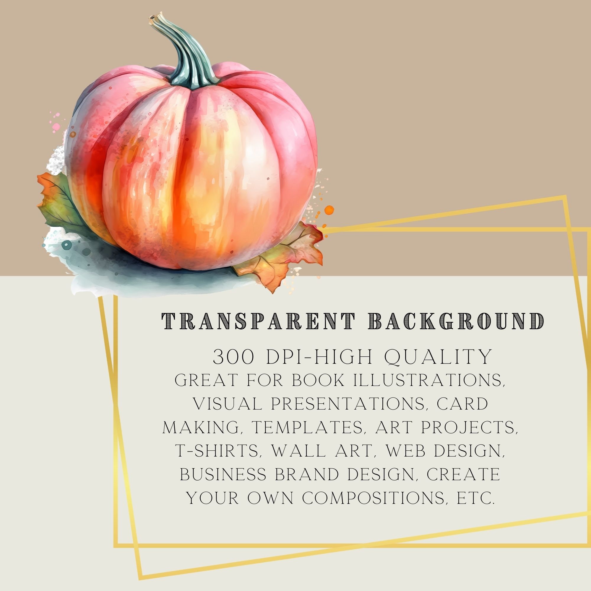 Pumpkin Clipart Bundle Autumn Floral Clipart Watercolor Botanical Png ...
