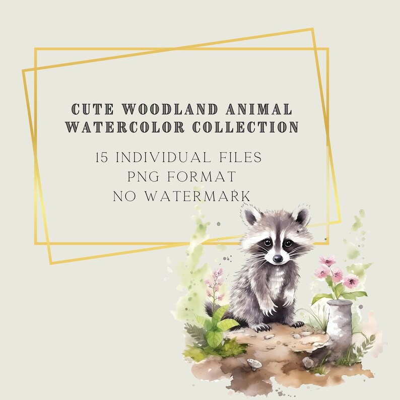 Woodland Animals Watercolor Clipart for Nursery Baby Animals Clipart ...