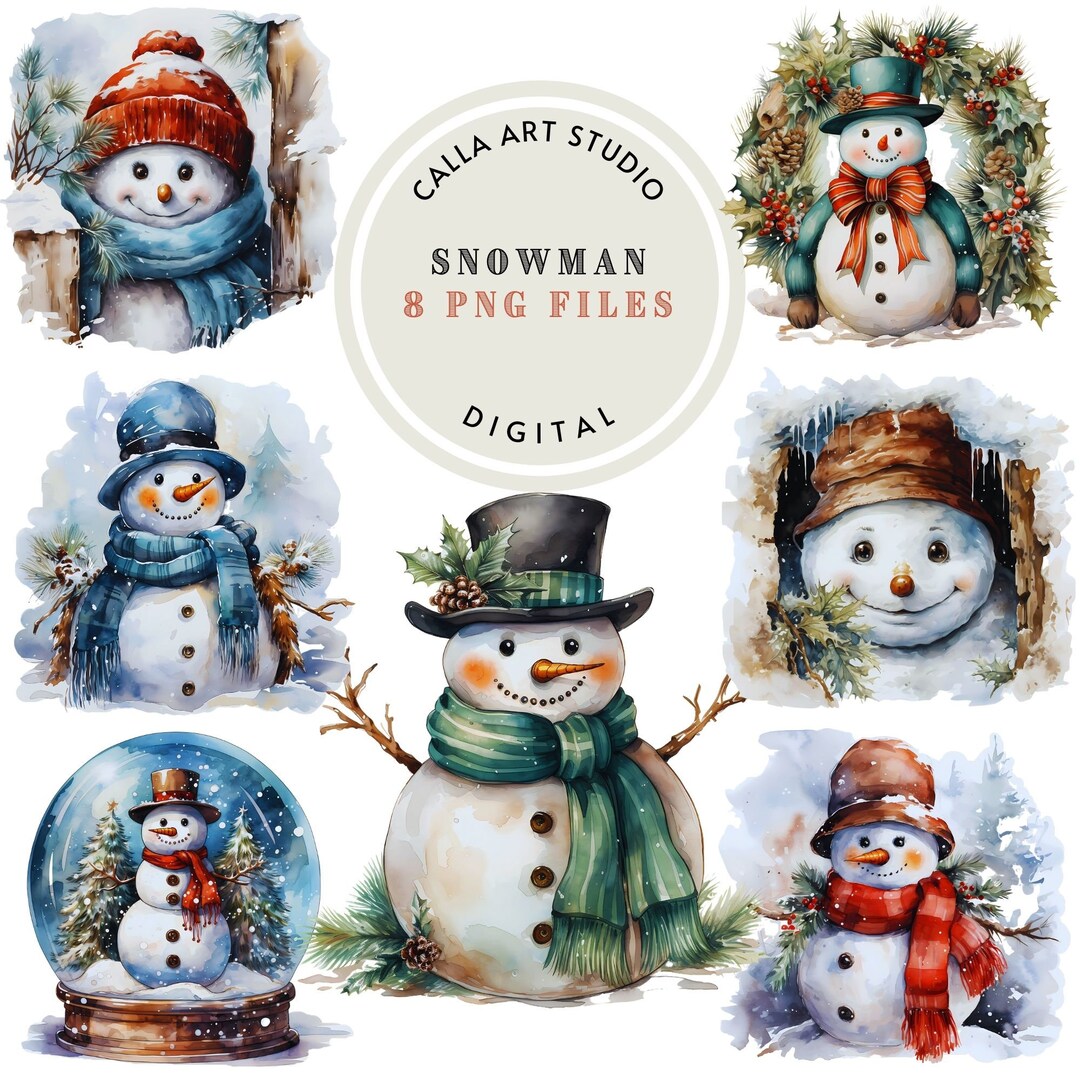 Watercolor Snowman Clipart Winter Holidays Christmas Holiday PNG ...