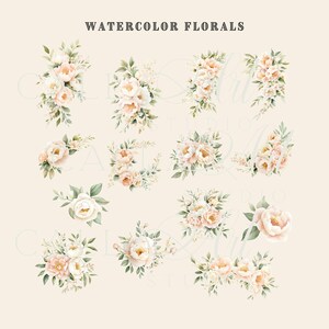 Blush Floral Clipart Bundle, Pink Flower Bouquets, Watercolor Wedding ...