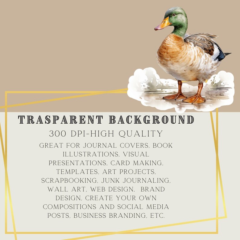 Mallard Ducks Clipart Bundle, Watercolor Clipart, Wild Duck Images, DIY ...