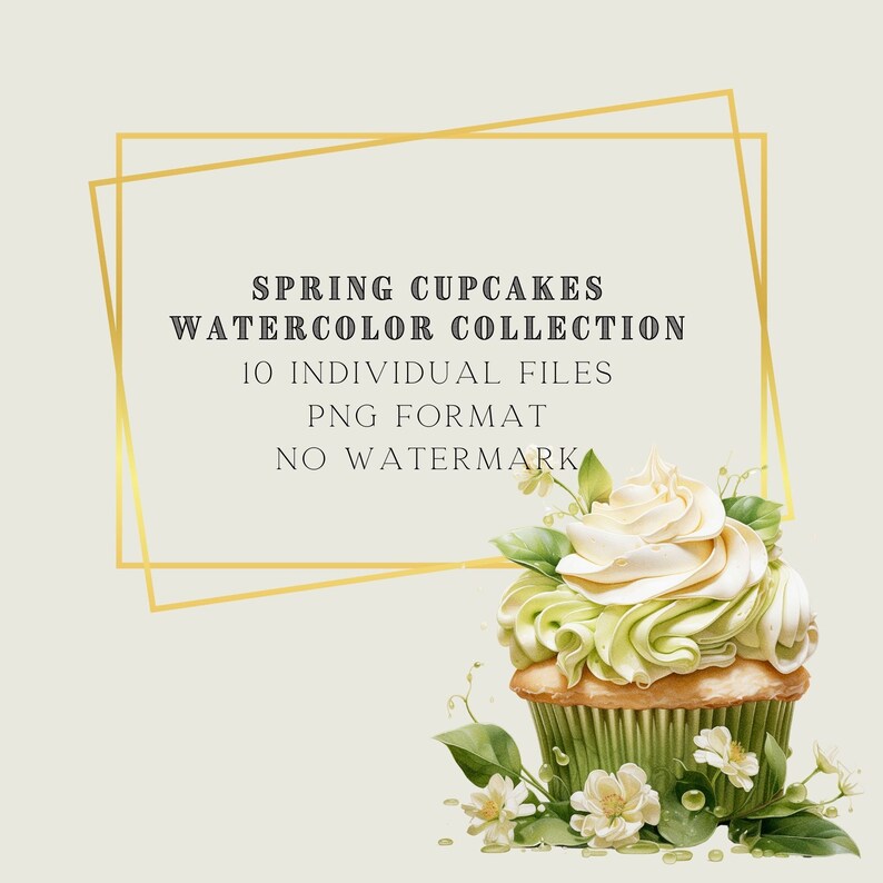 Watercolor Cupcakes Clipart for Cards, Birthday Party Desserts, Easter ...