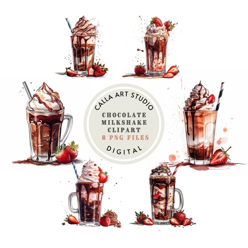 Milkshake Clipart Watercolor Ice Cream Decor Summer Clipart Dessert ...