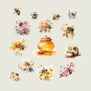 Watercolor Bumble Bee Clipart, Summer Bee Clip Art, PNG Graphics ...