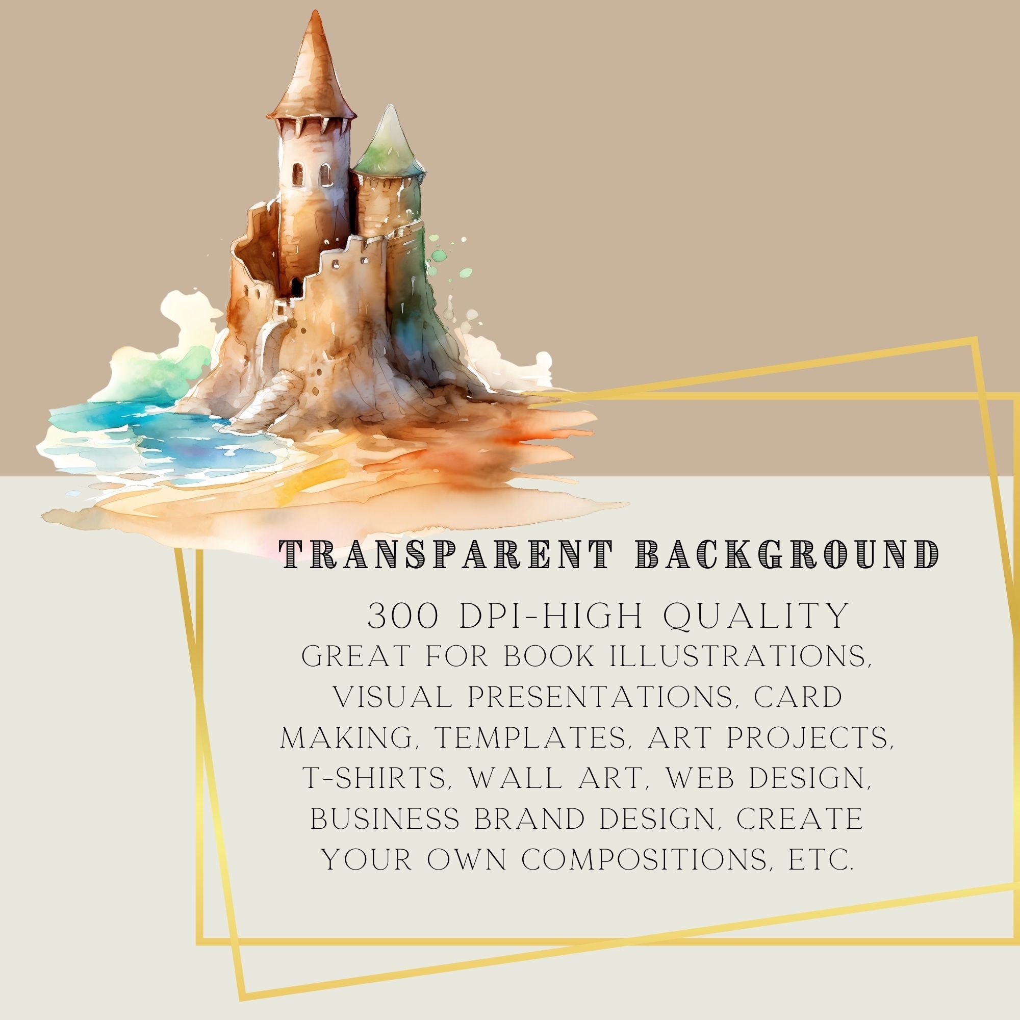 Summer Beach Clipart Bundle PNG Ocean Clipart Watercolor Summer Holiday ...