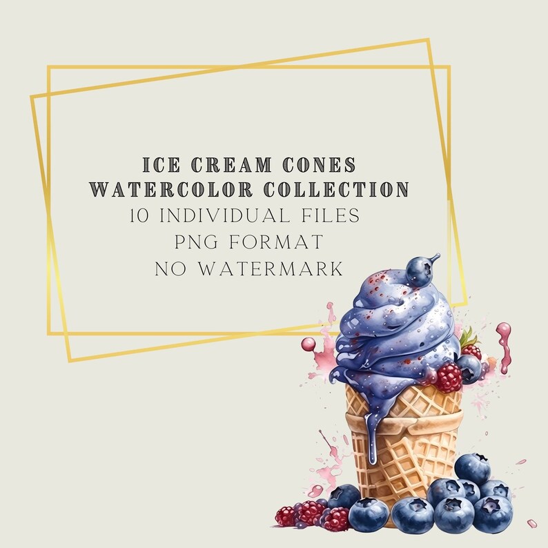 Ice Cream Clipart Watercolor Ice Cream Decor Birthday Clipart Dessert ...