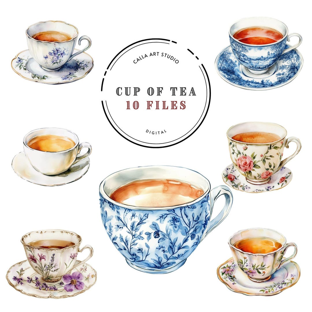 Mother’s Day Tea Cup Clipart, Vintage Floral Tea Cups PNG, Afternoon ...
