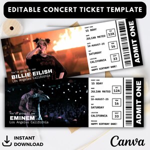 Editable Concert Ticket Template: Surprise Event Gift (canva, Printable ...