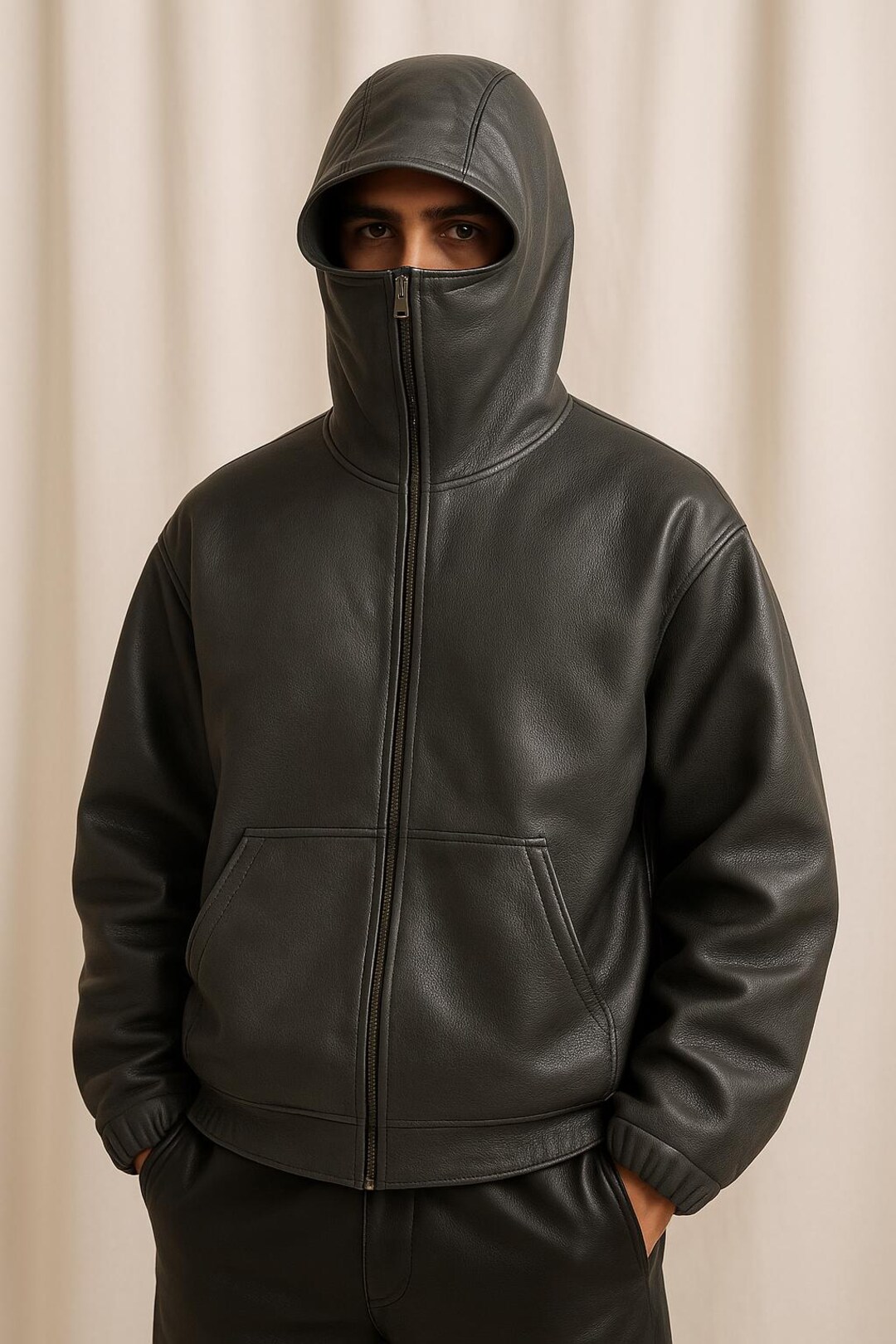 Handmade Leather Ninja Hoodie: Oversized Streetwear Jacket - Etsy