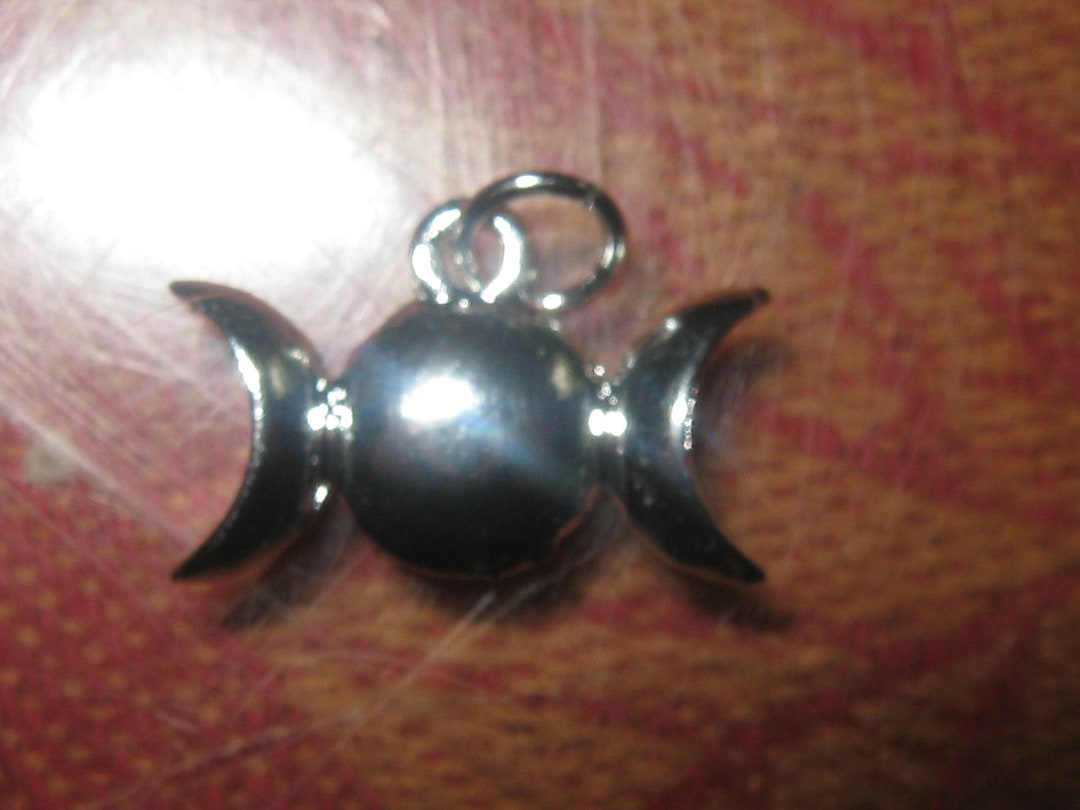 MINI Silver Plated Triple Moon Goddess Pendant - Etsy