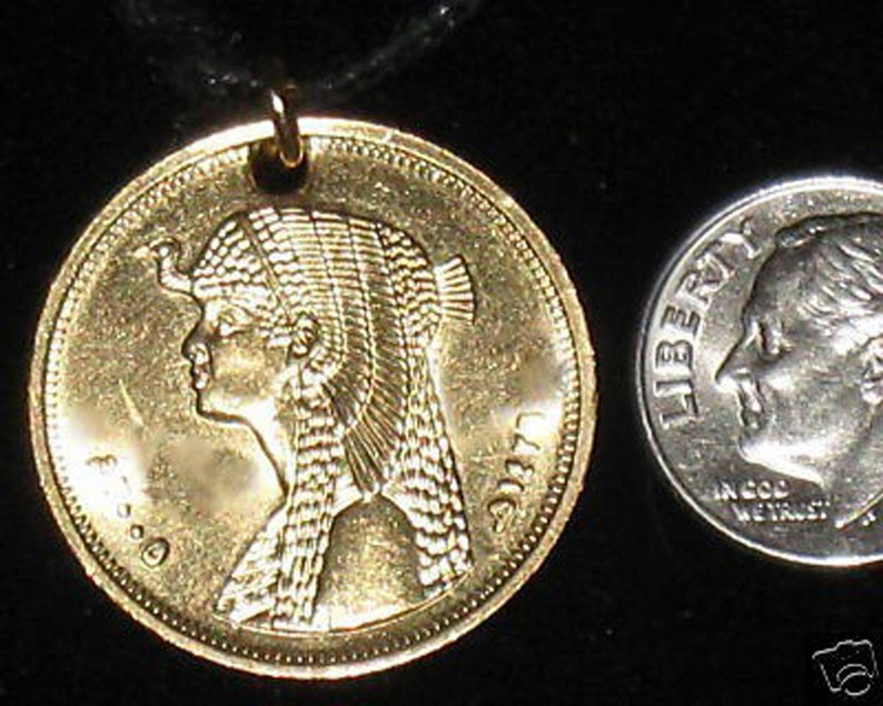 Authentic EGYPTIAN Egypt Cleopatra Coin Pendant Necklace - Etsy