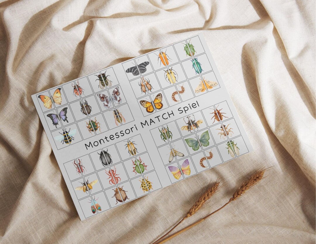 Montessori Insects & Butterflies – Matching Game - Printable | PDF ...