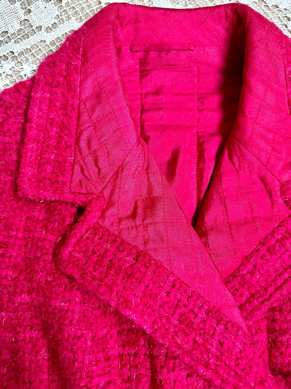 1960's Vintage Raspberry Pink Wool Mod Princess Coat … - Gem