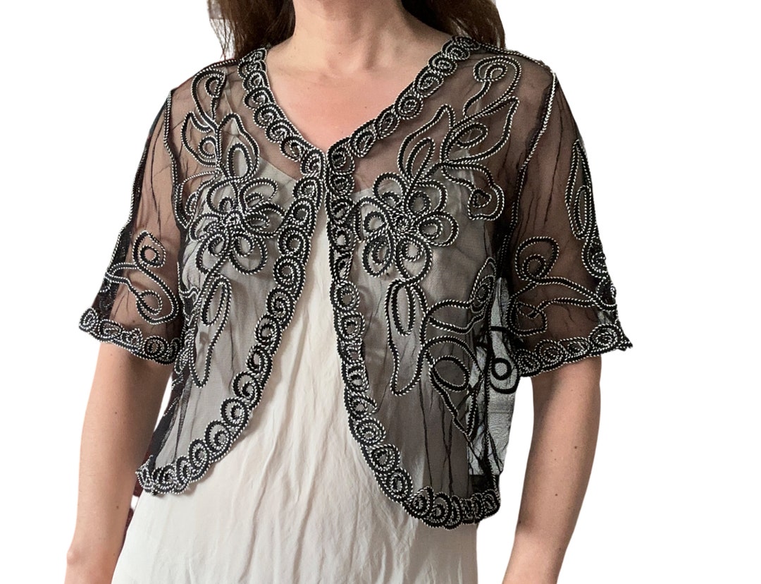 1990's Vintage Black Mesh & Ribbon Work Semi Sheer - Etsy