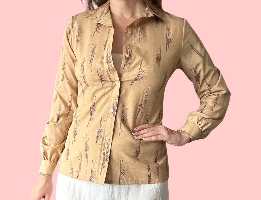 1970's Vintage Skinny Fit Retro Pattern Shirt Size XS - Etsy