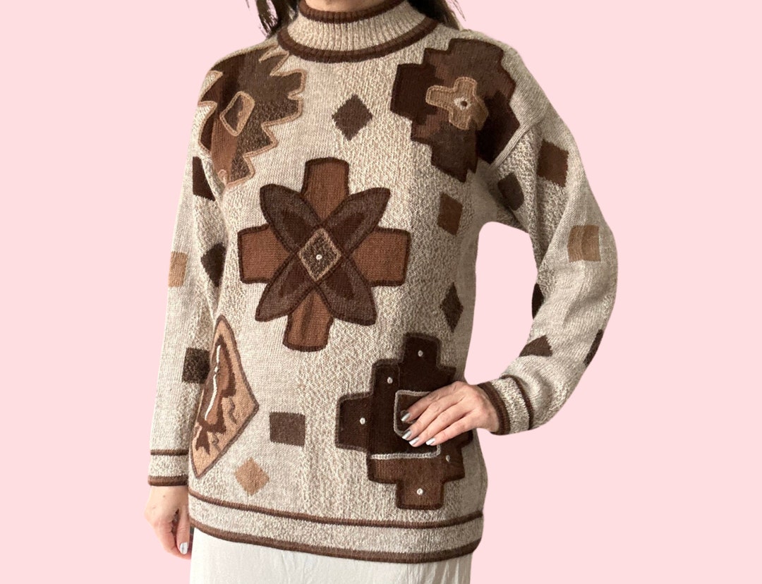 1990's Vintage Peruvian Spirit of the Andes Aztec Pattern Alpaca Wool ...