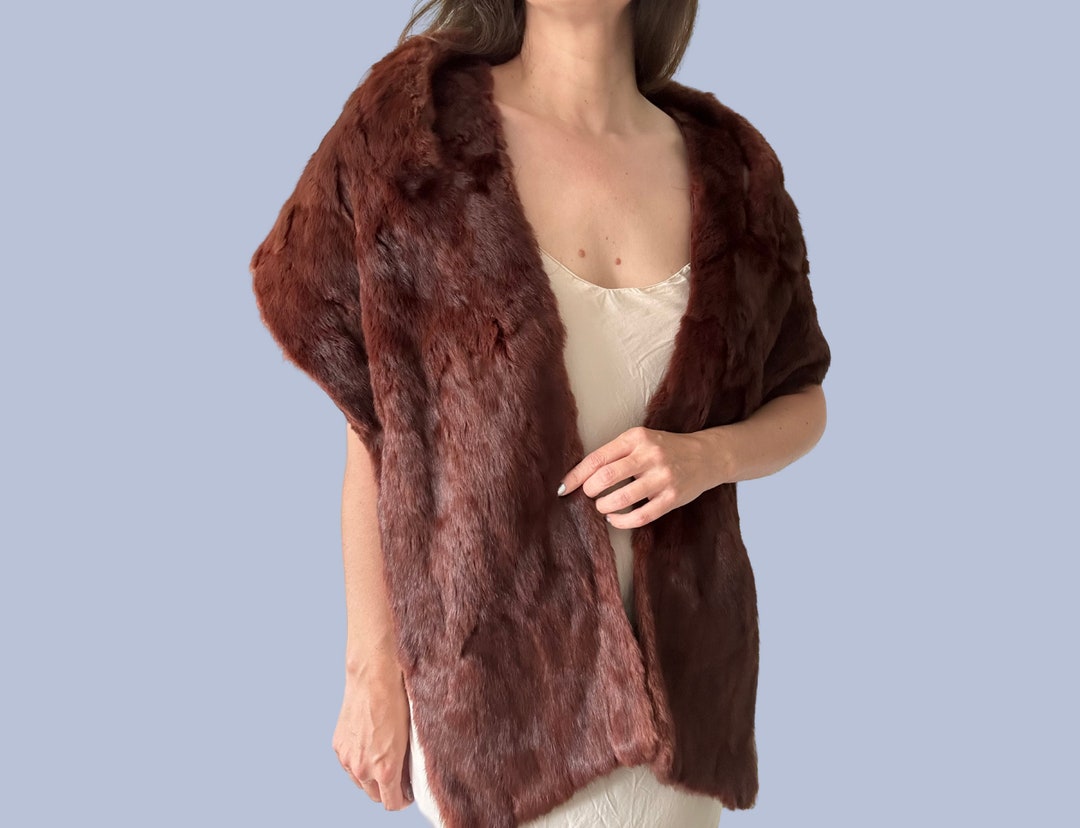 1980's Vintage Brown Real Fur Collar Tippet Stole Shrug Caplet as Is - Etsy