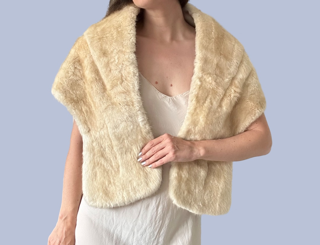 1970's Vintage Cream Real Fur Collar Tippet Stole Shrug Caplet - Etsy