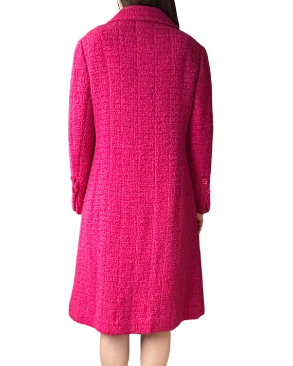 1960's Vintage Raspberry Pink Wool Mod Princess Coat … - Gem