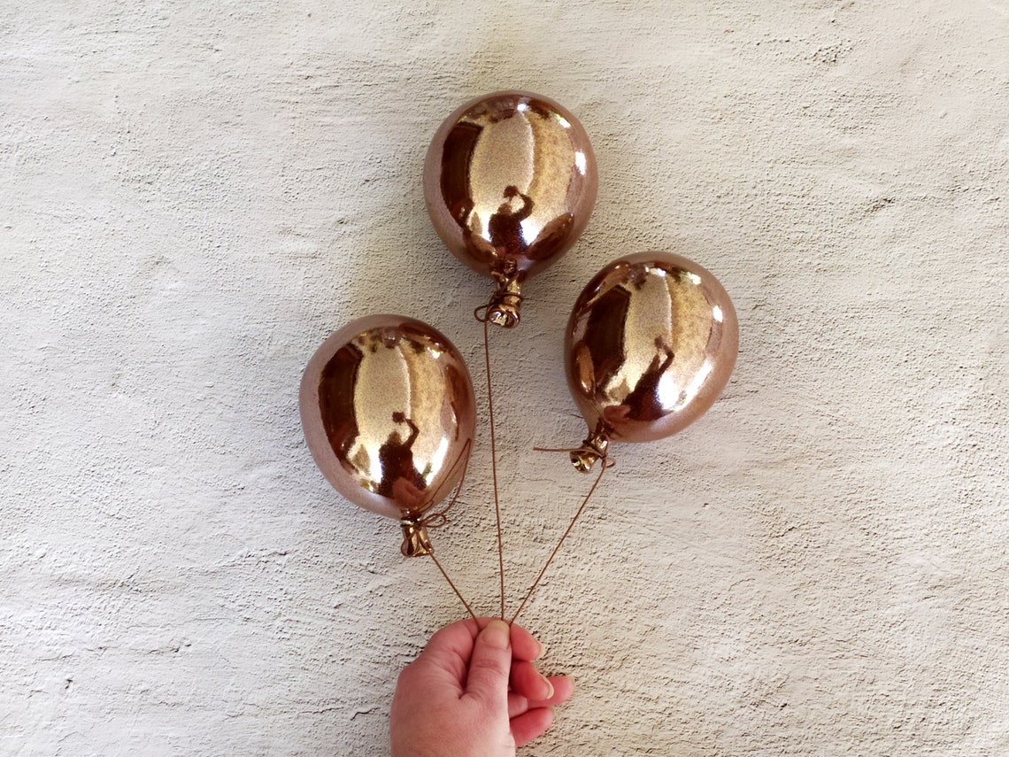 Ceramic Balloons, Hanging Wall Art, 3 GOLD Ceramic Balloons 13cm Height ...