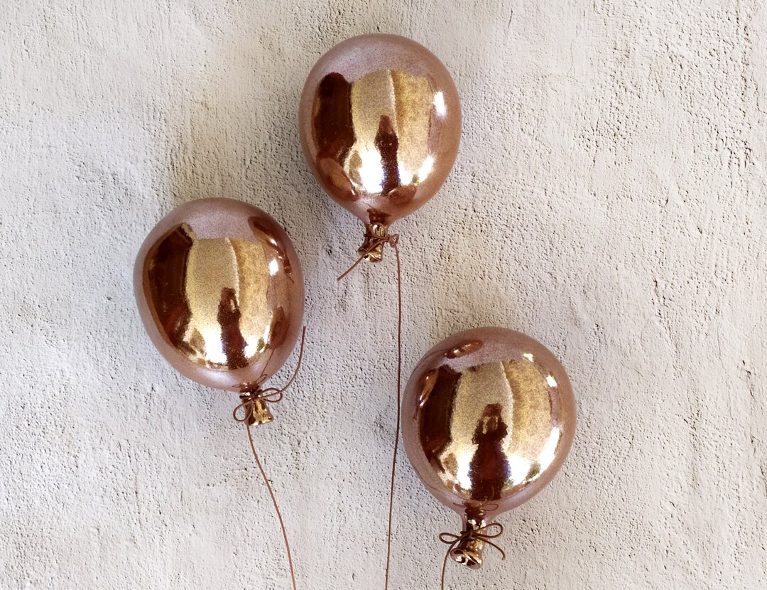 Ceramic Balloons, Hanging Wall Art, 3 GOLD Ceramic Balloons 13cm Height ...
