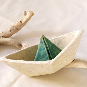 Ceramic paper Boat Turquoise Ceramic boat Origami Boat | Etsy