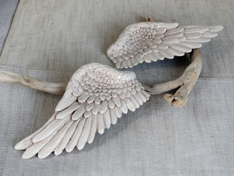 Ceramic Hanging Wings Christmas Decor White ceramic Wings | Etsy