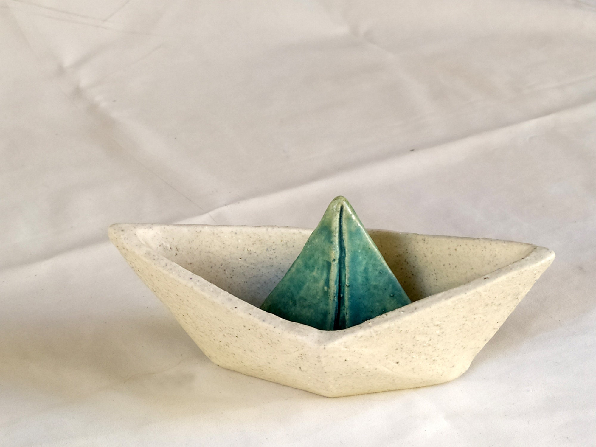 Ceramic paper Boat Turquoise Ceramic boat Origami Boat | Etsy