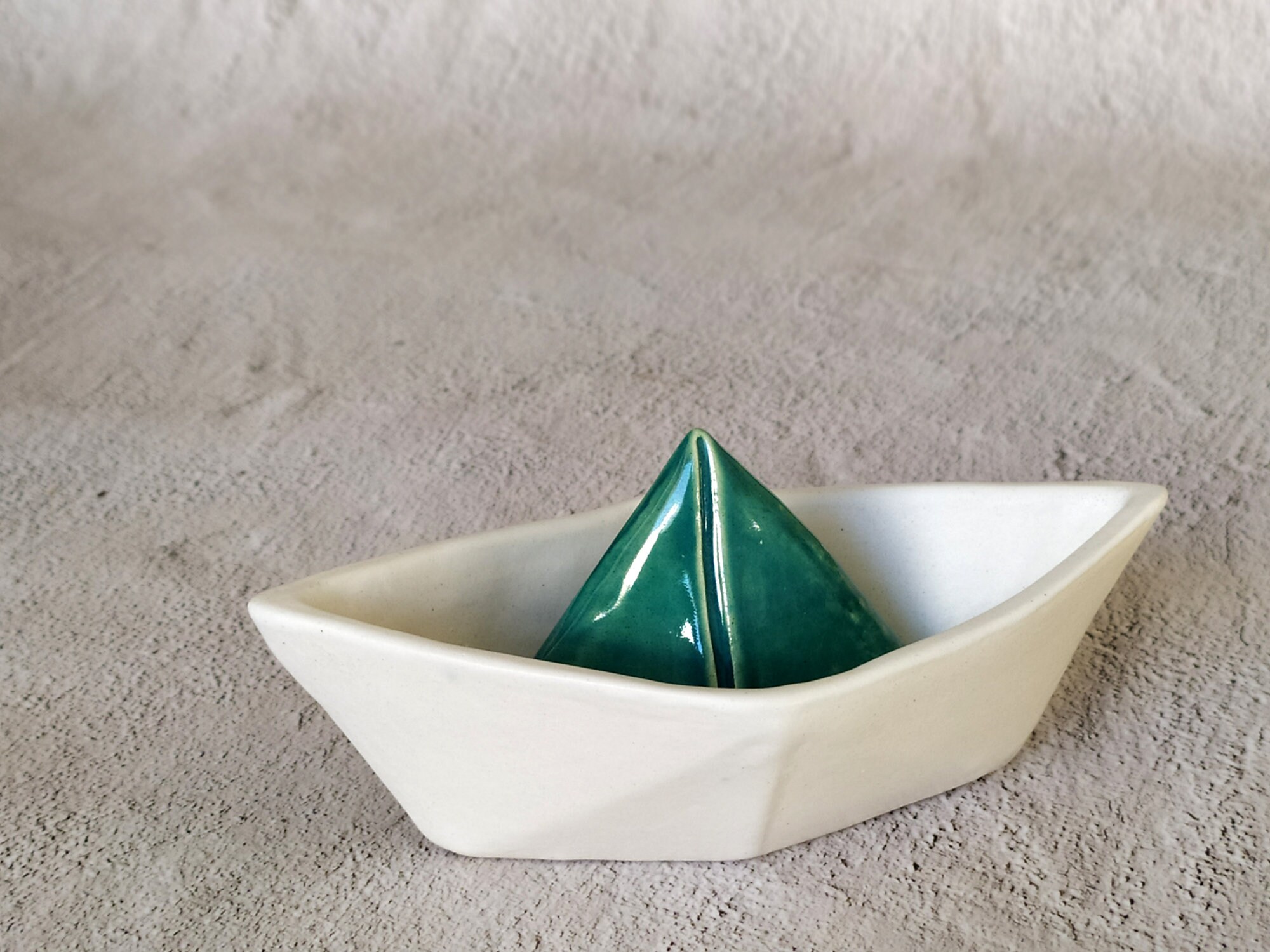 Ceramic Paper Boat, Turquoise Ceramic Boat, Origami Boat, Handmade ...