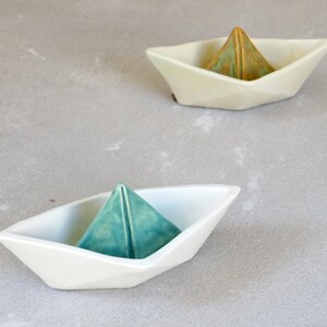 Ceramic paper Boat Turquoise Ceramic boat Origami Boat | Etsy