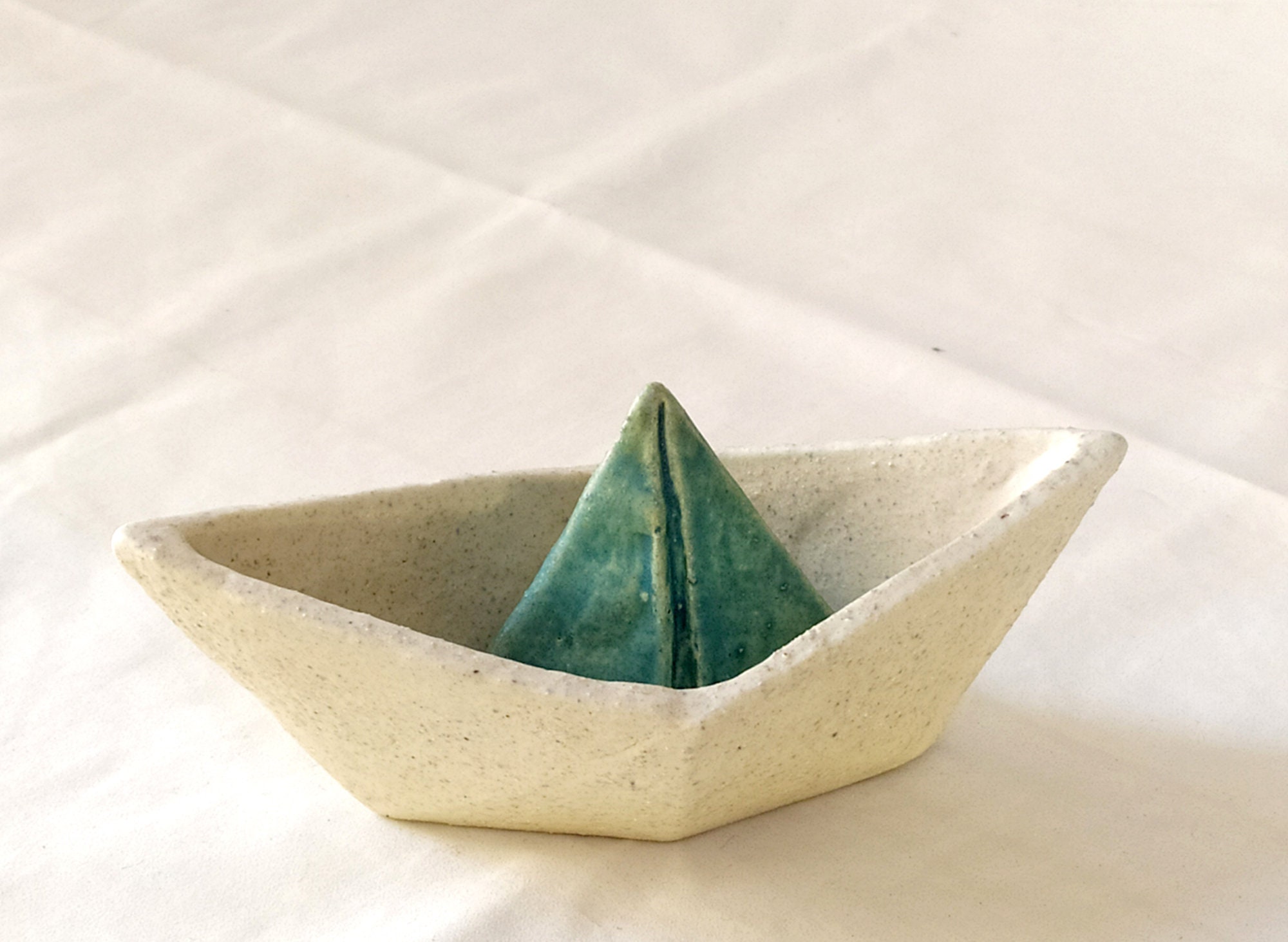 Ceramic paper Boat Turquoise Ceramic boat Origami Boat | Etsy