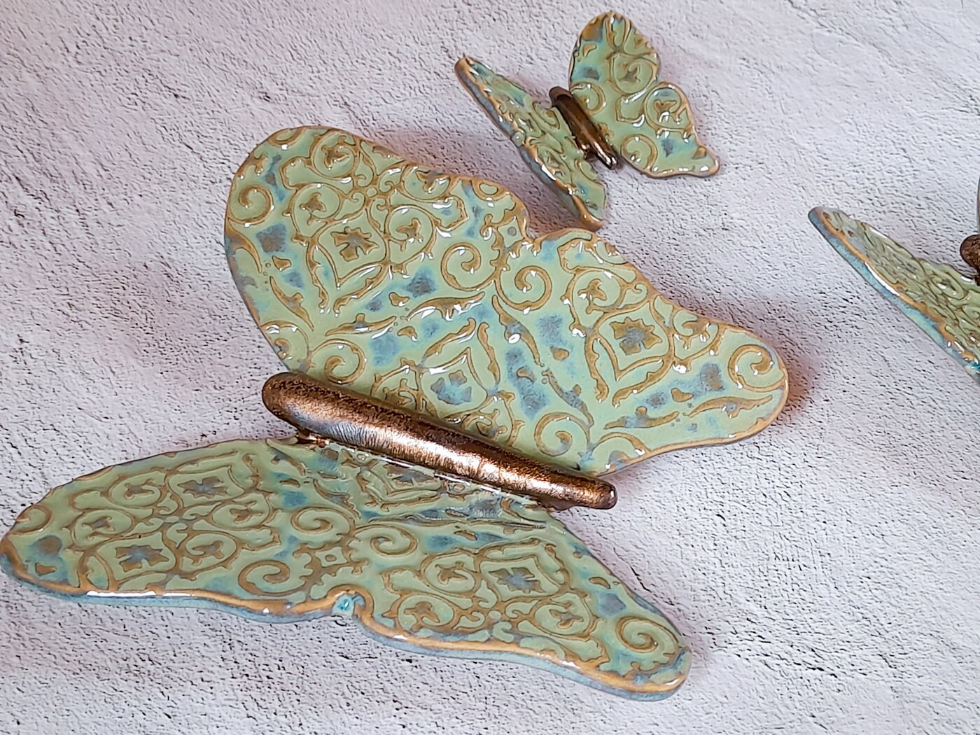 Set of 3 Ceramic Butterflies Wall Art, Decorative Butterfly, Handmade ...