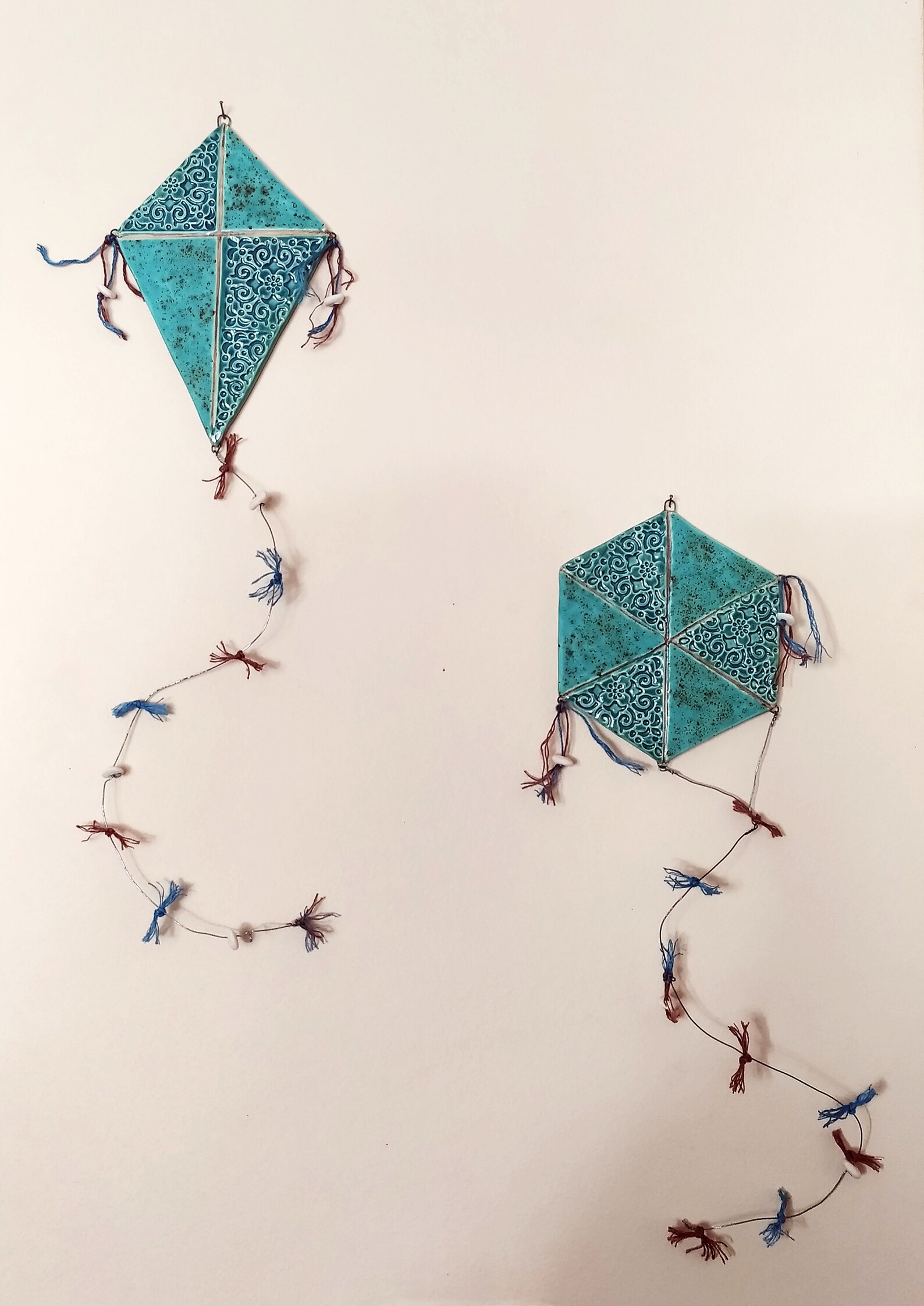 Ceramic Kite Hanging Wall Art Turquoise Ceramic Kite | Etsy