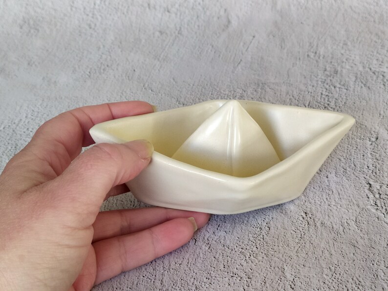 Ceramic Paper Boat, Turquoise Ceramic Boat, Origami Boat, Handmade ...