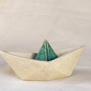 Ceramic paper Boat Turquoise Ceramic boat Origami Boat | Etsy