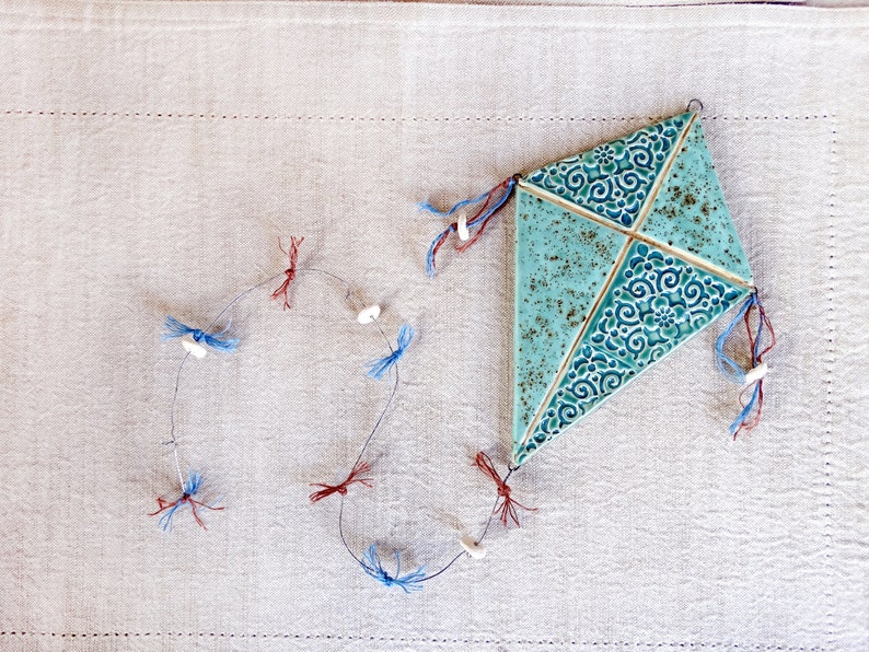 Ceramic Kite Hanging Wall Art Turquoise Ceramic Kite | Etsy