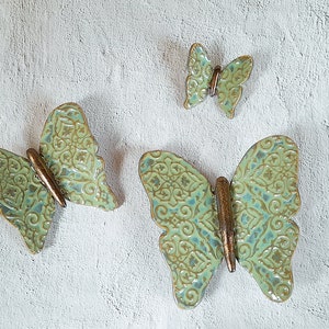 Set of 3 Ceramic Butterflies Wall Art, Decorative Butterfly, Handmade ...