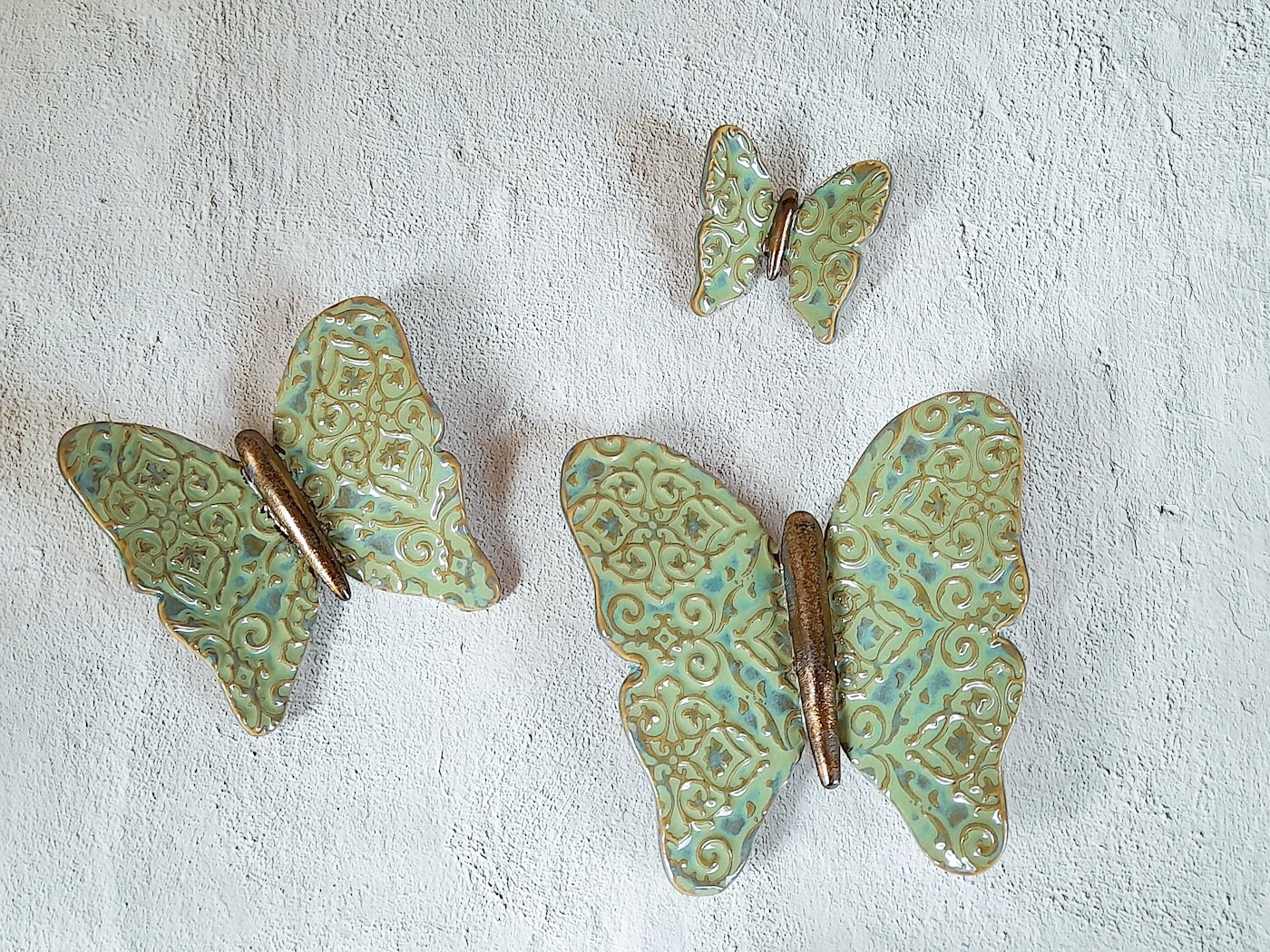 Set of 3 Ceramic Butterflies Wall Art, Decorative Butterfly, Handmade ...