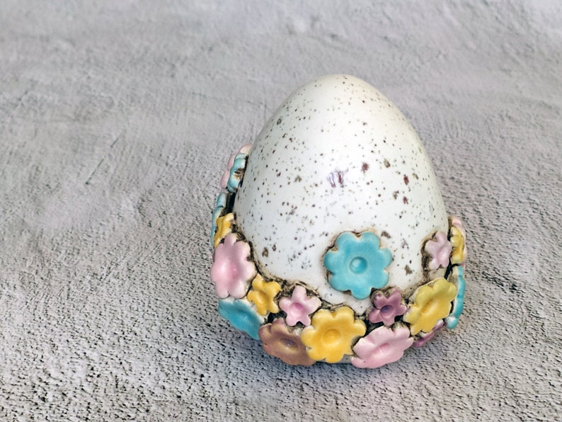 Ceramic Egg With Flowers, Spring Egg, Handmade Ceramic Easter Egg ...