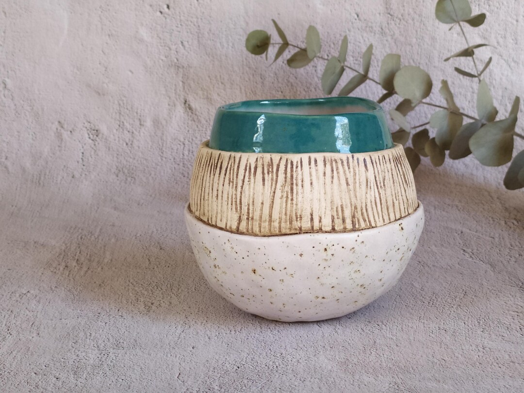 Ceramic Planter, Sea Blue Ceramic Plant Pot, Handmade Pottery ...