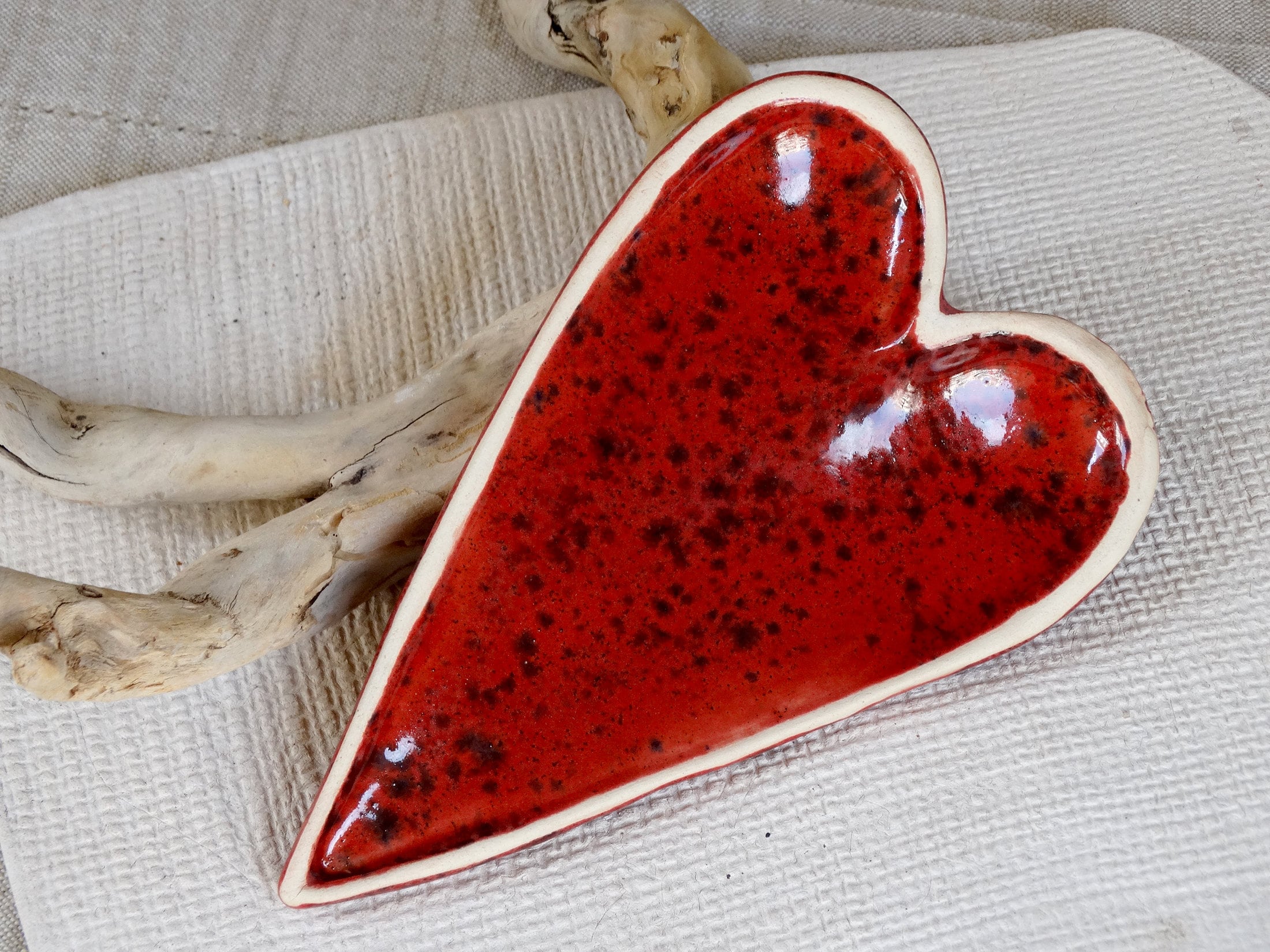 Ceramic Heart, Valentine Ceramic Heart, Lace Imprint Heart, Decorative ...