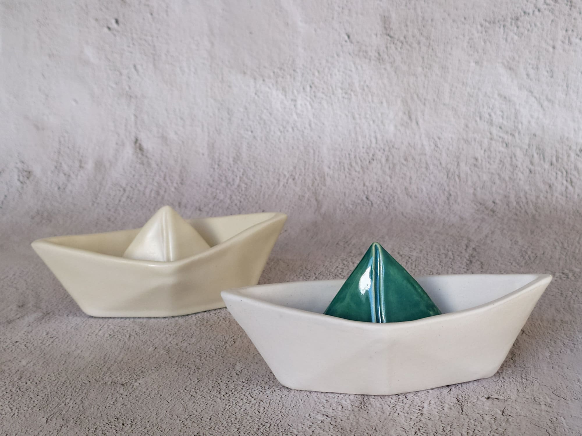 Ceramic Paper Boat, Turquoise Ceramic Boat, Origami Boat, Handmade ...
