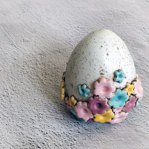 Ceramic Egg With Flowers, Spring Egg, Handmade Ceramic Easter Egg ...