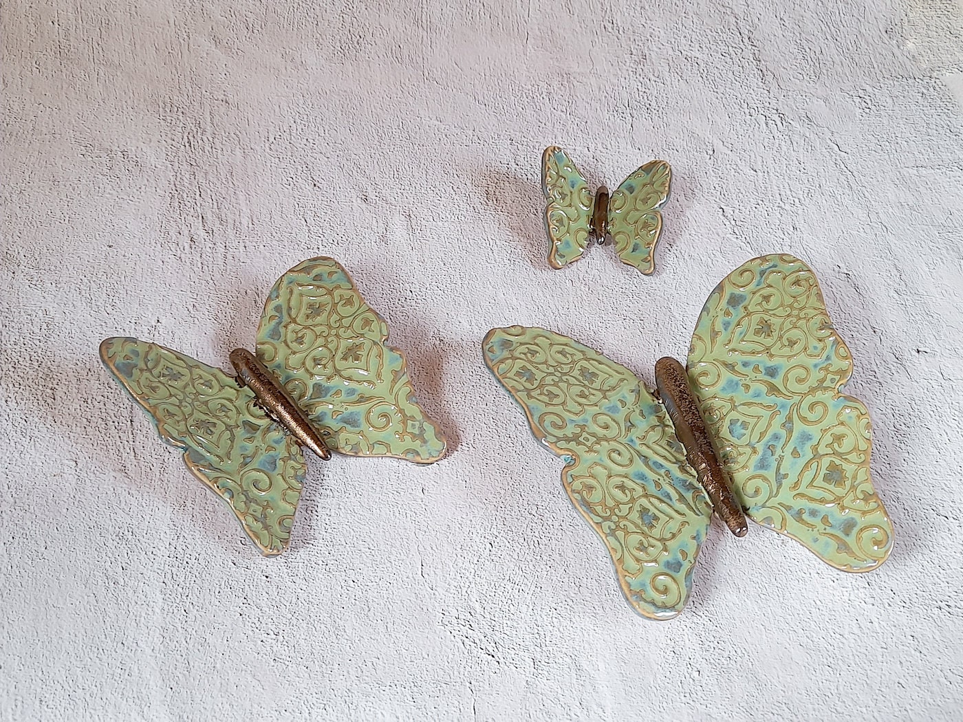 Set of 3 Ceramic Butterflies Wall Art, Decorative Butterfly, Handmade ...
