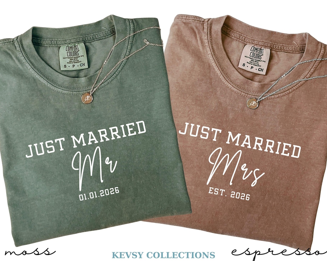 Comfort Colors® Just Married Shirts With Date, Personalized Wedding ...
