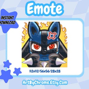 BLUE Kawaii Lucario Pokemon Emote for Twitch, Discord, Youtube | Rage ...