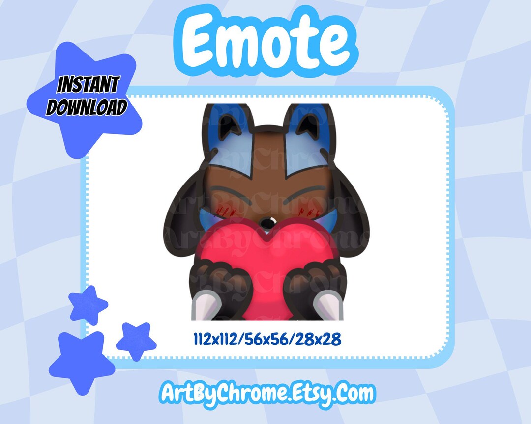 BLUE Kawaii Lucario Pokemon Emote for Twitch, Discord, Youtube | Heart ...