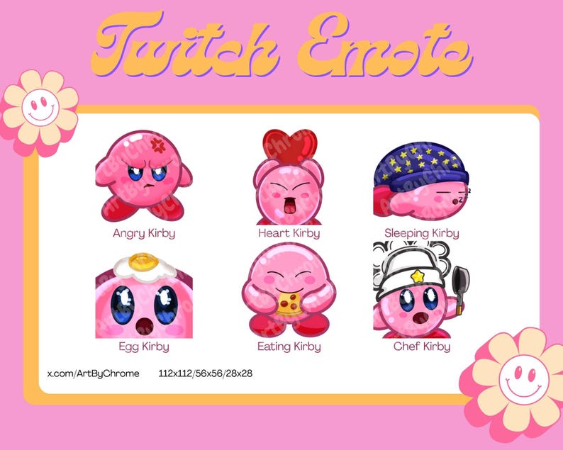 Kirby | Kawaii Kirby Emote Pack for Twitch Discord - Etsy